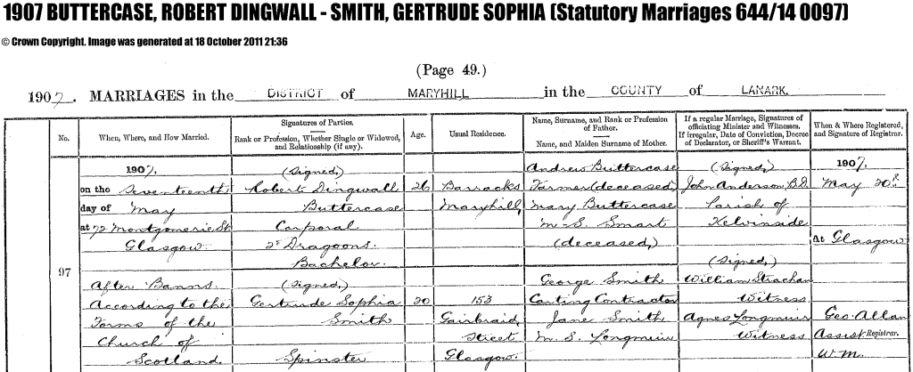 Robert Dingwall Buttercase WW1 first hand historical account